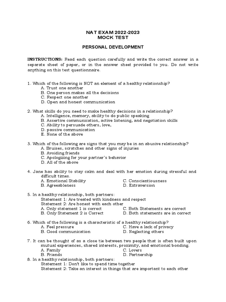 Nat-Personal Development | PDF