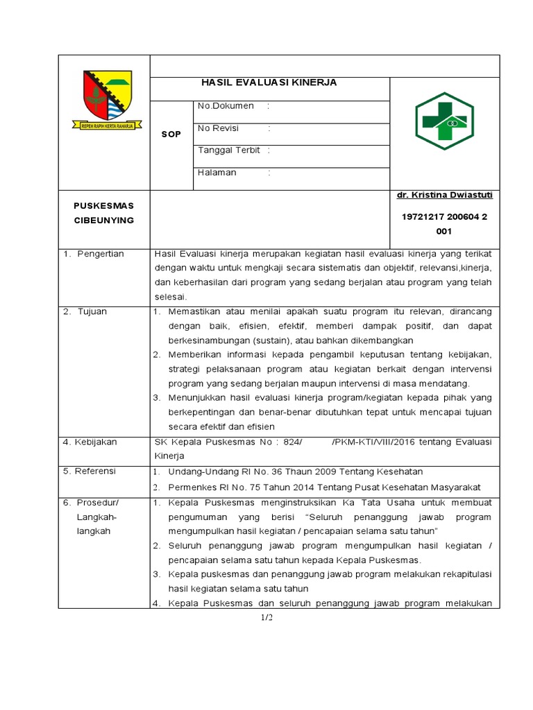 5 5 3 4 Sop Evaluasi Kinerja Hasil Kinerja | PDF