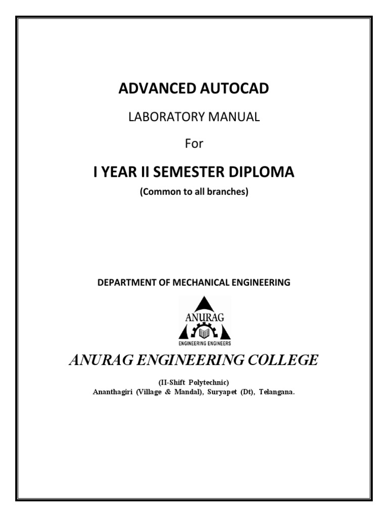 I-II Advanced Autocad Lab | PDF | 3 D Computer Graphics | Rendering ...