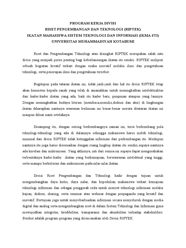 Divisi Riset Pengembangan Dan Teknologi | PDF