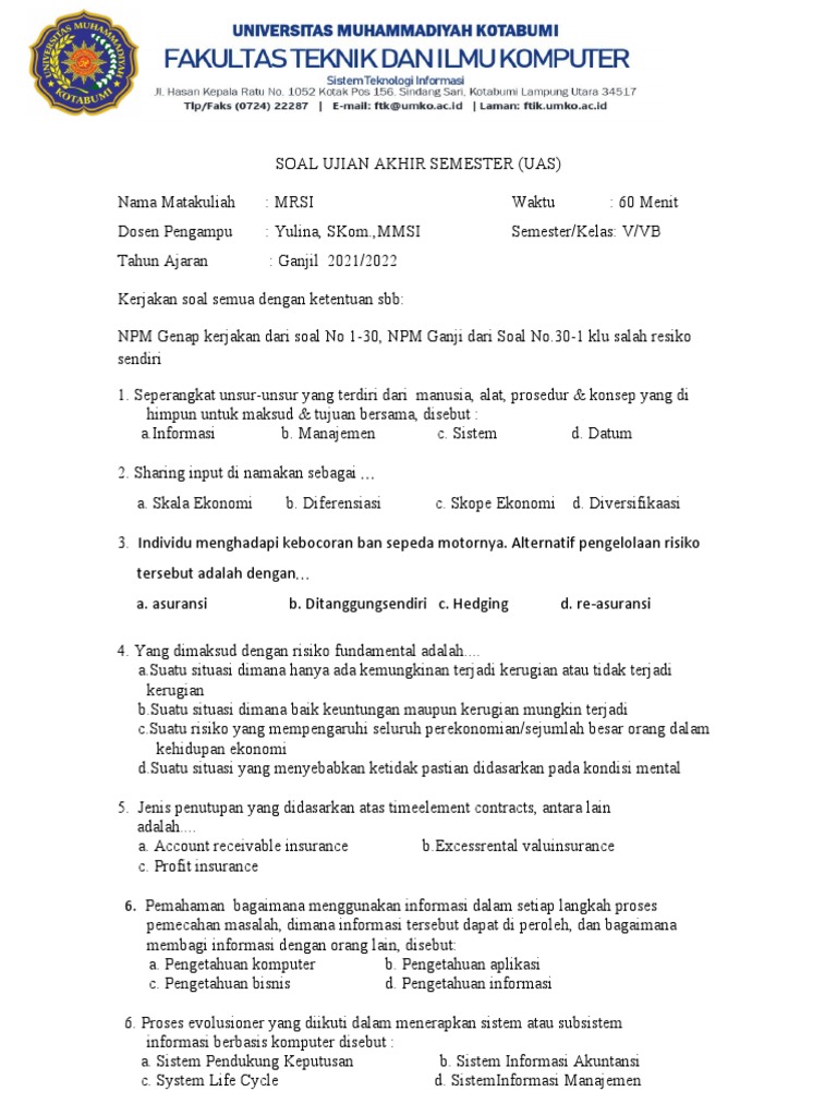 Rizal Soal Dan Jawaban UAS MRSI | PDF