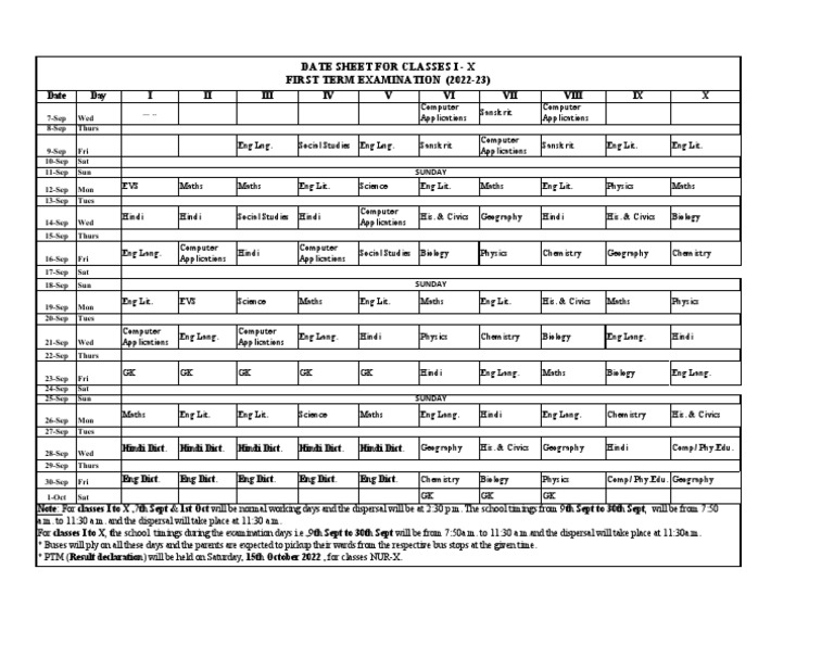 1date Sheet - 17-40-2022first Term Date Sheet 2022 - Removed | PDF ...