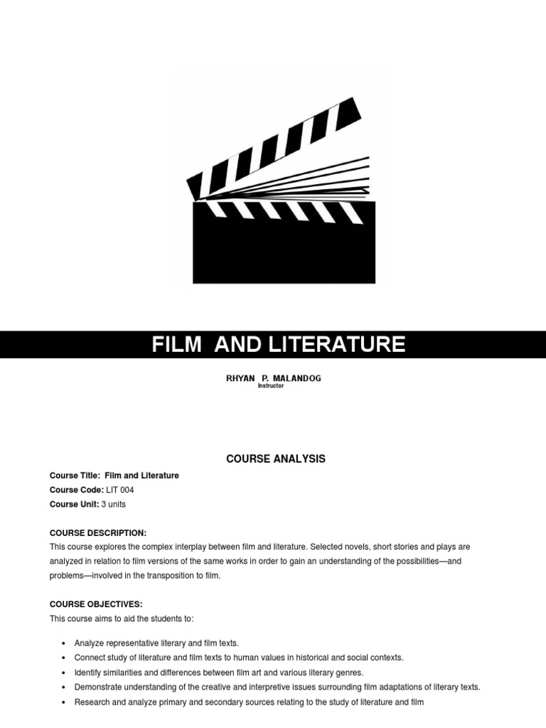 Course Syllabus Film and Literature | PDF | Literary Criticism ...