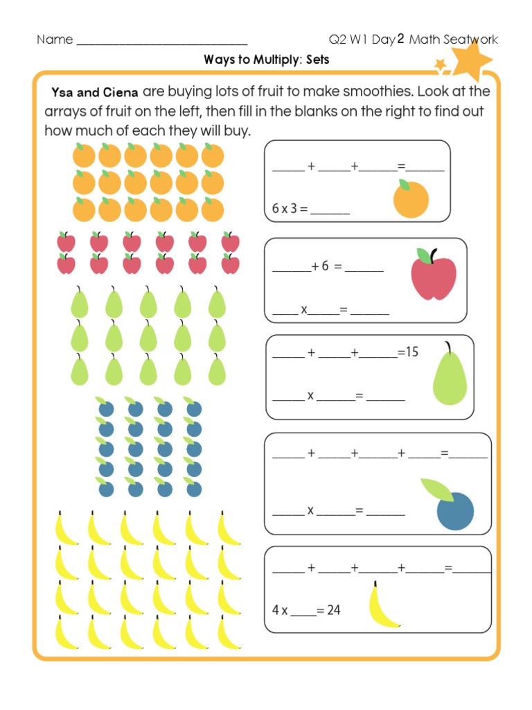 Q2 W1 Day 2 Math Seatwork - Sets | PDF