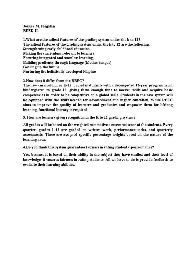 K-12 Grading System Features and Fairness | PDF