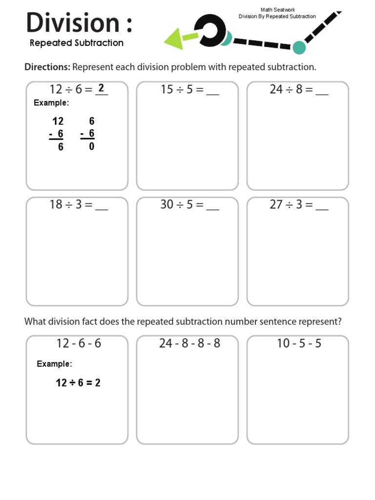 Math Seatwork - Division by Repeated Subtraction | PDF