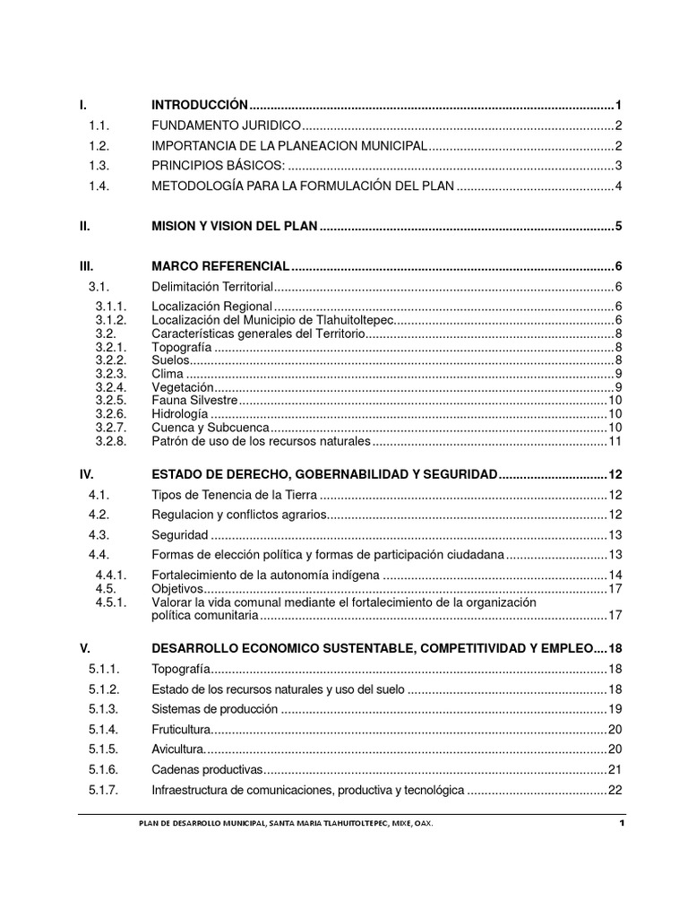 Plan de Desarrollo Municipal, Santa Maria Tlahuitoltepec, Mixe, Oax. 1 | PDF | Río | Planificación