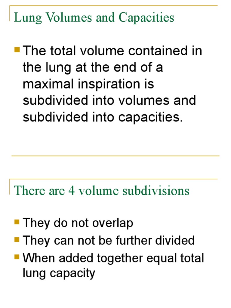Lung Volumes and Capacities | Download Free PDF | Exhalation | Respiration