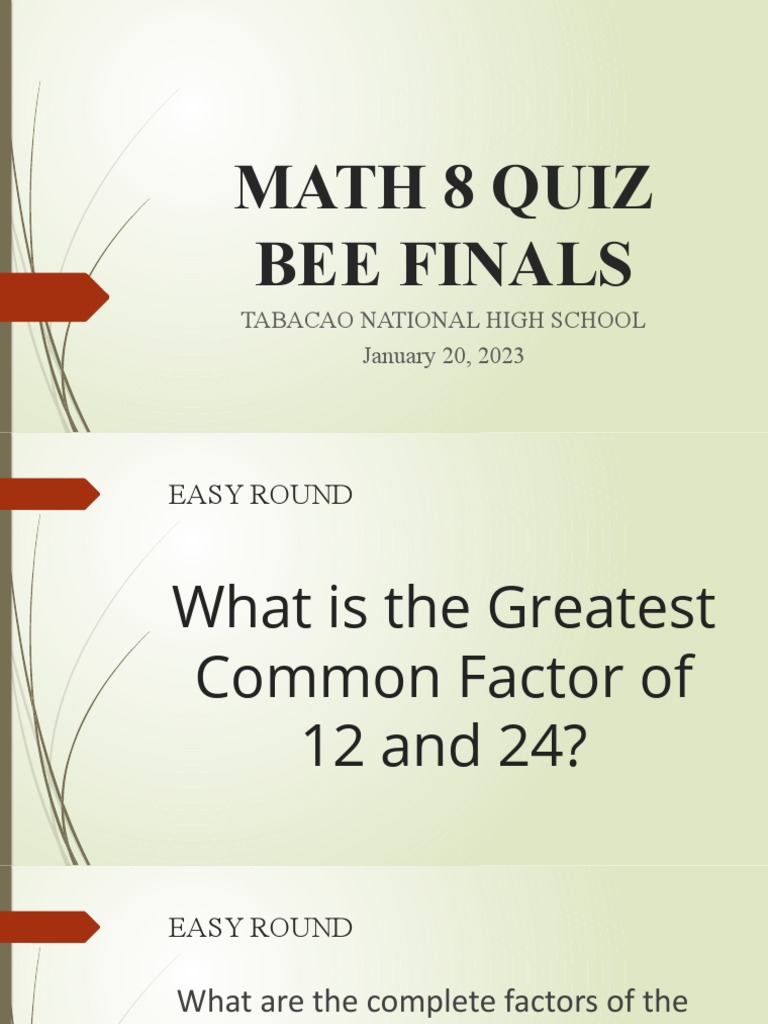Math 8 Quiz Bee Finals | PDF