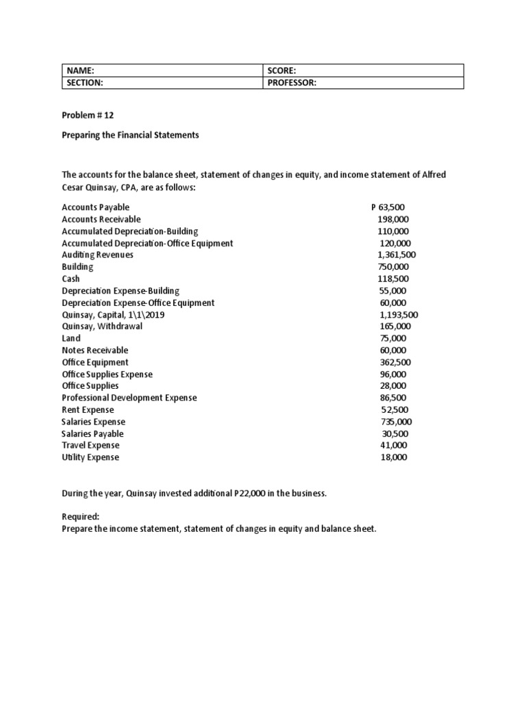 Problem 12 Preparing The Financial Statements 4 | PDF