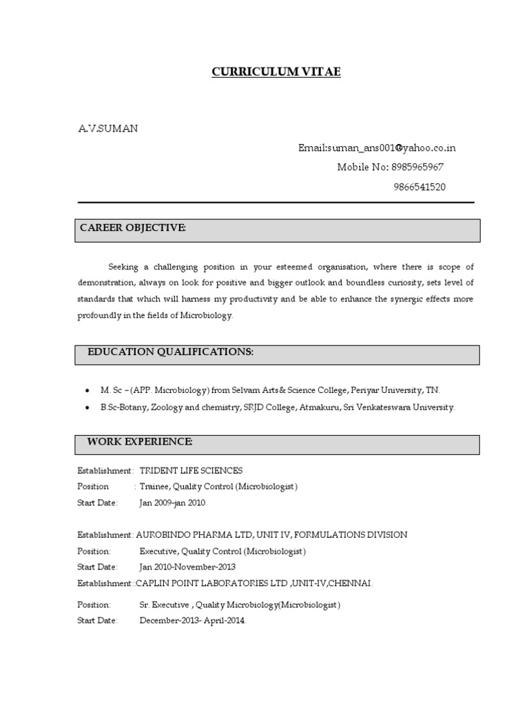 Venkatasuman Micro CV 2022 | PDF | Sterilization (Microbiology) | Chemistry