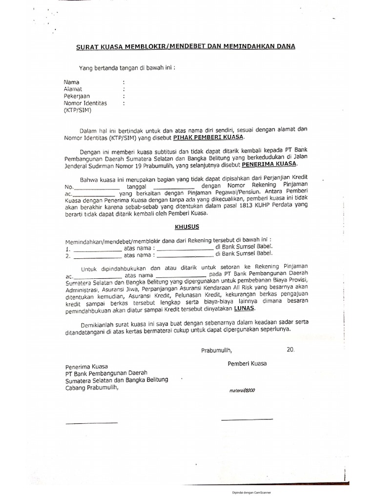 Formulir KSG Bank Sumsel | PDF