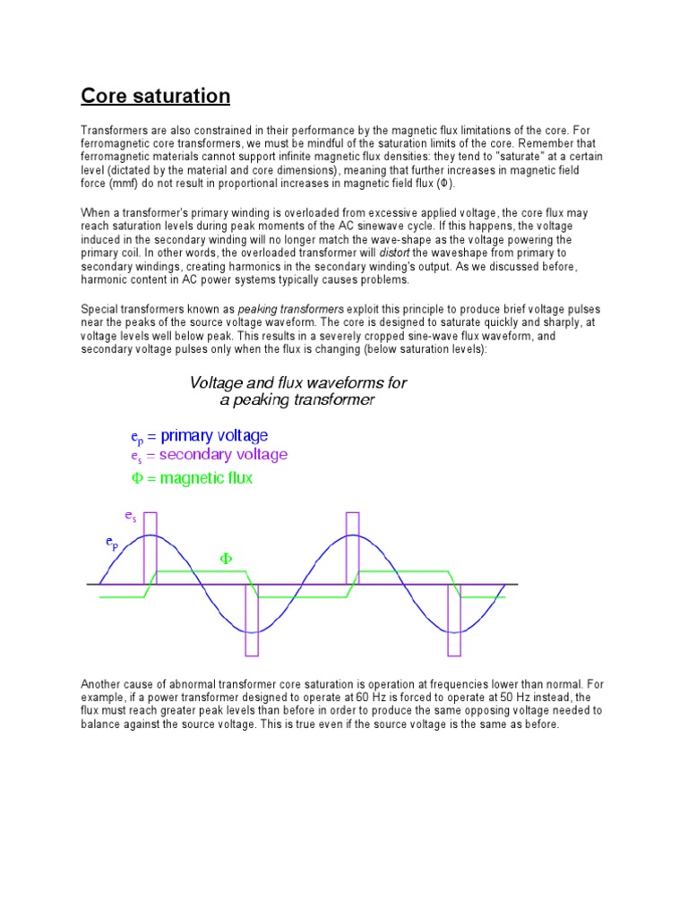 Core Saturation | PDF | Transformer | Alternating Current