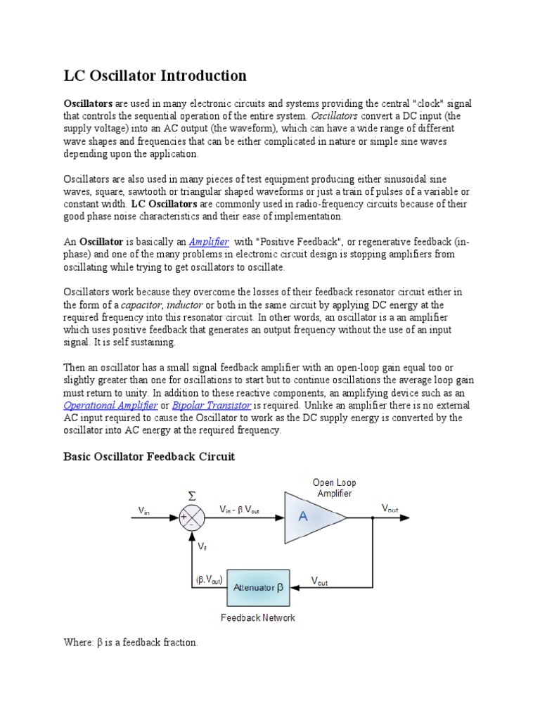 LC Oscillator Introduction | PDF | Electronic Oscillator | Inductor