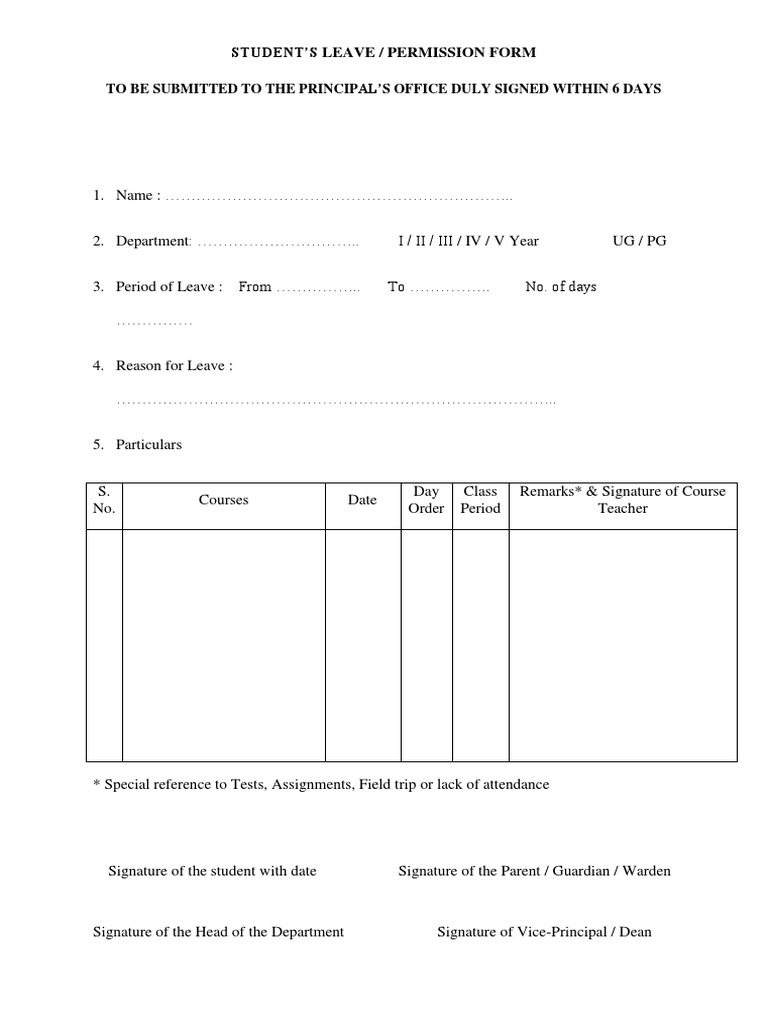 WCC Leave Form | PDF