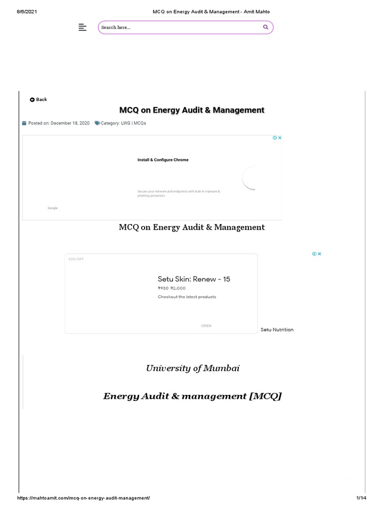 MCQ On Energy Audit & Management - Amit Mahto | PDF | Electric Power ... MCQ On Energy Audit & Management - Amit Mahto | PDF | Electric Power ...