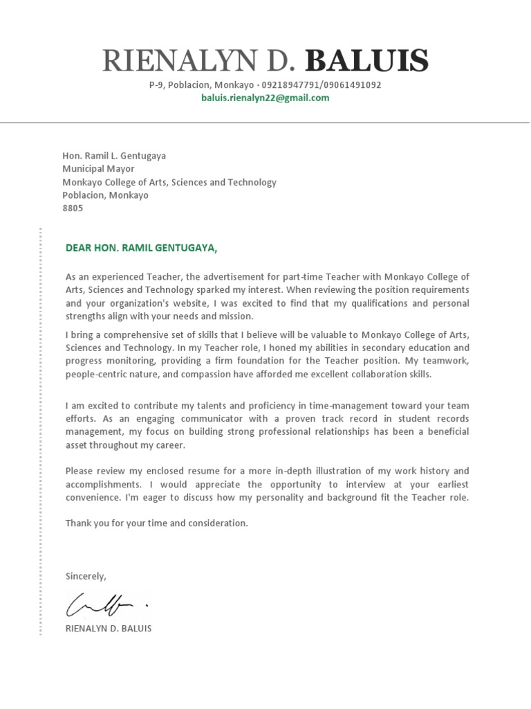 Application Letter | PDF