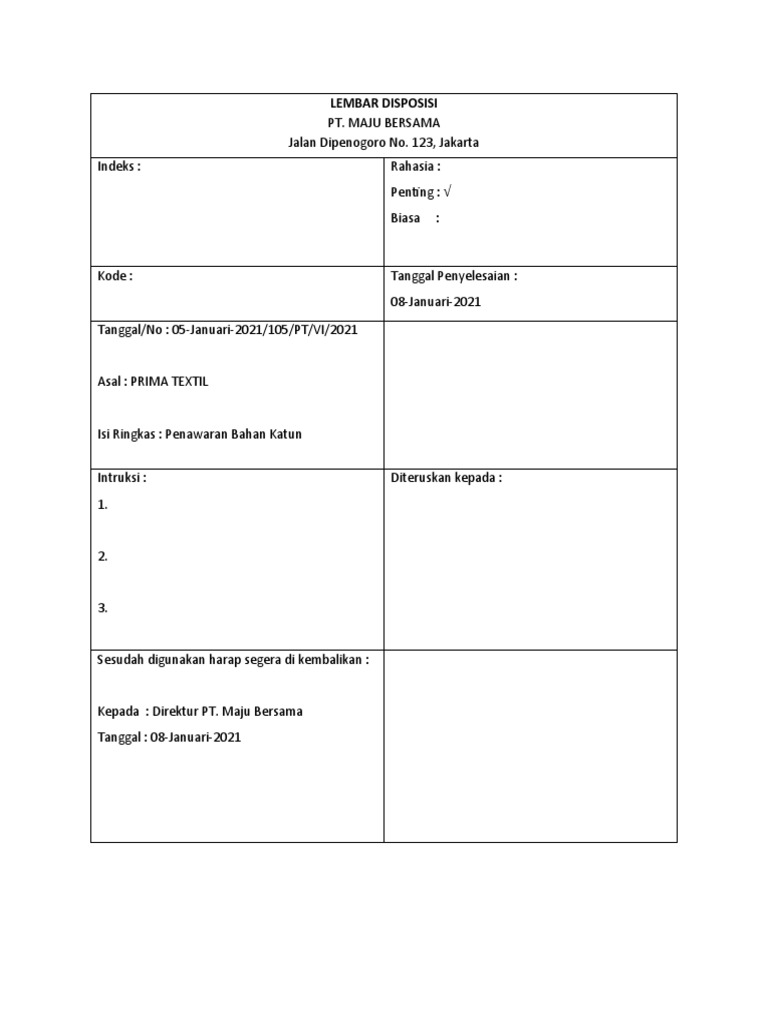 LEMBAR DISPOSISI Farisa | PDF