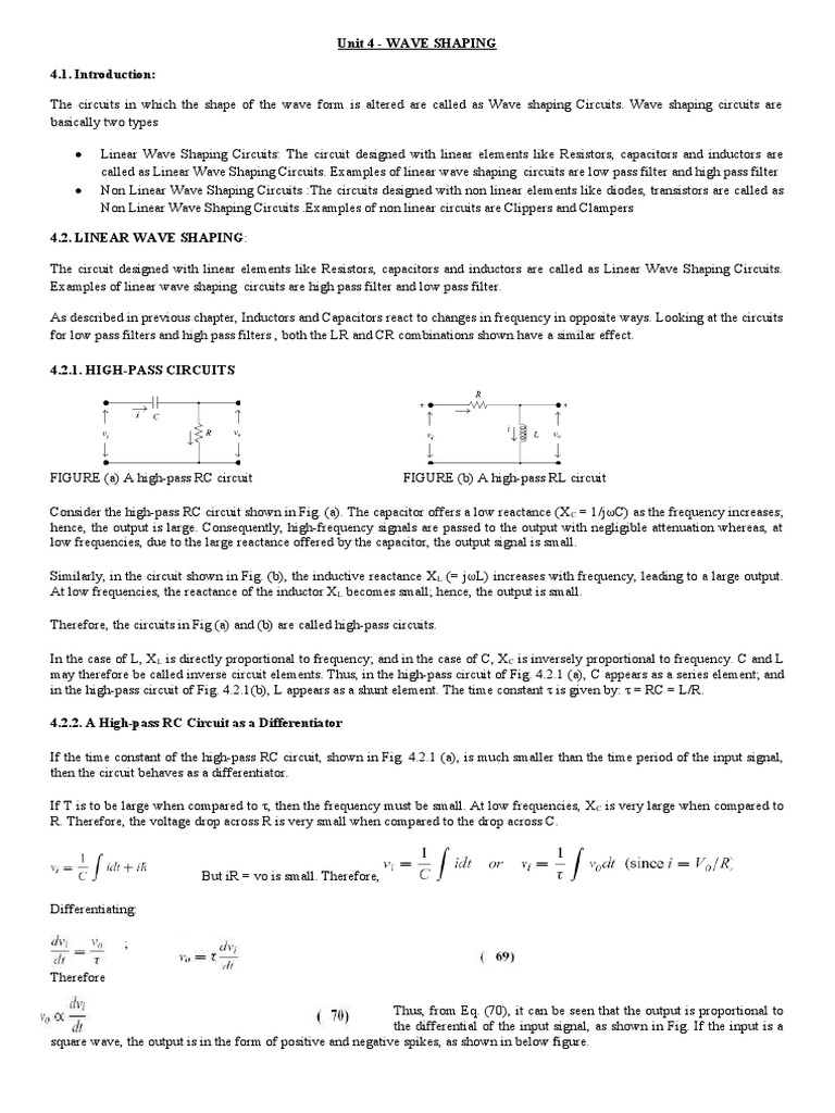 Unit 4 - EDITTED Wave Shaping Linear and Non Linear | PDF | Electrical ...