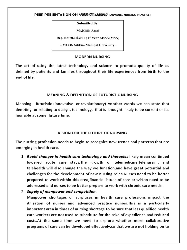 FUTURISTIC NURSING Kitila | PDF | Nursing | Health Care