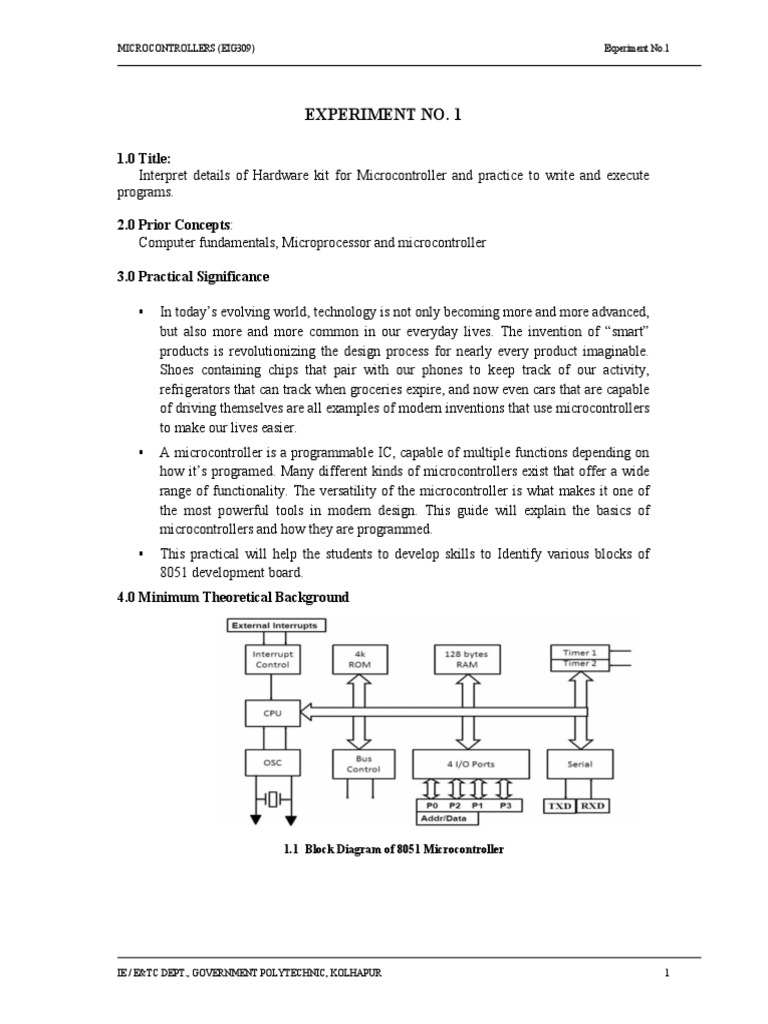 Expt No-01 | PDF | Microcontroller | Personal Computers