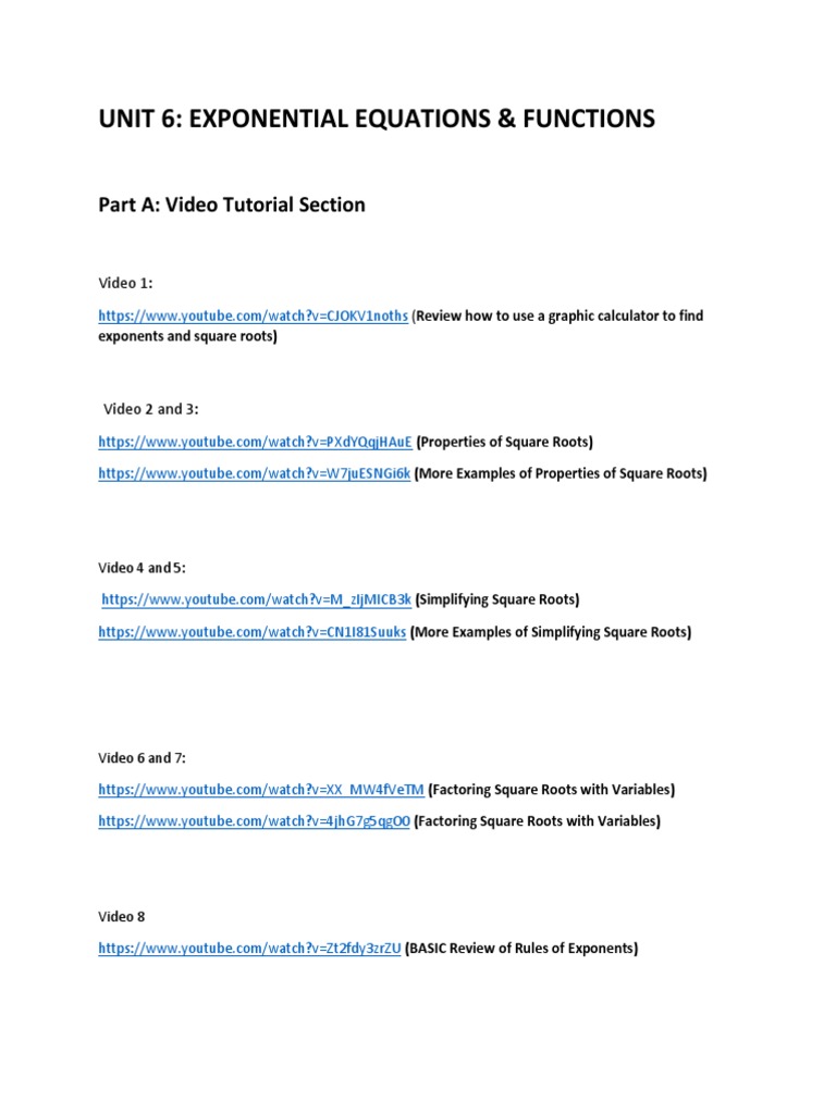 Unit 06 - Exponential Equations and Functions | PDF | Exponentiation | Interest
