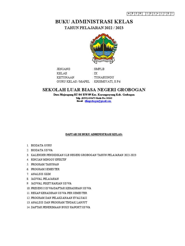 Administrasi Kelas 9B | PDF