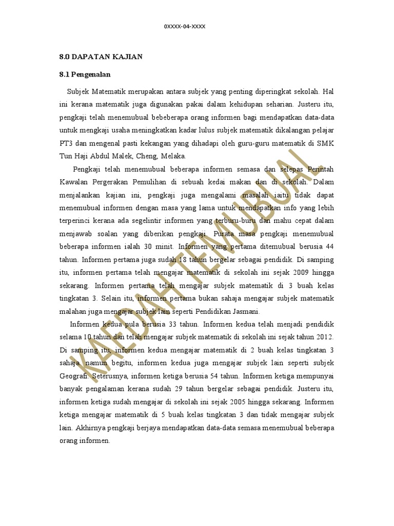 1 Contoh 1 Dapatan Kajian Bahagian Pengenalan Utk Kaedah Temubual | PDF