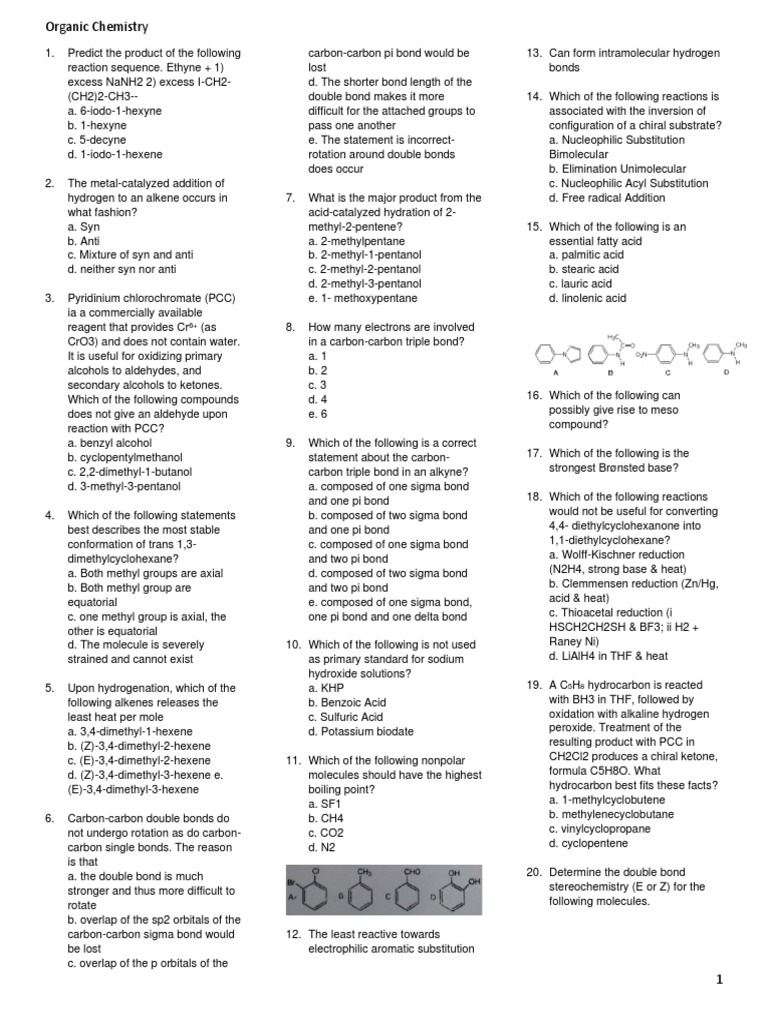 Organic Chemistry With Answers | PDF | Alkene | Chemical Reactions