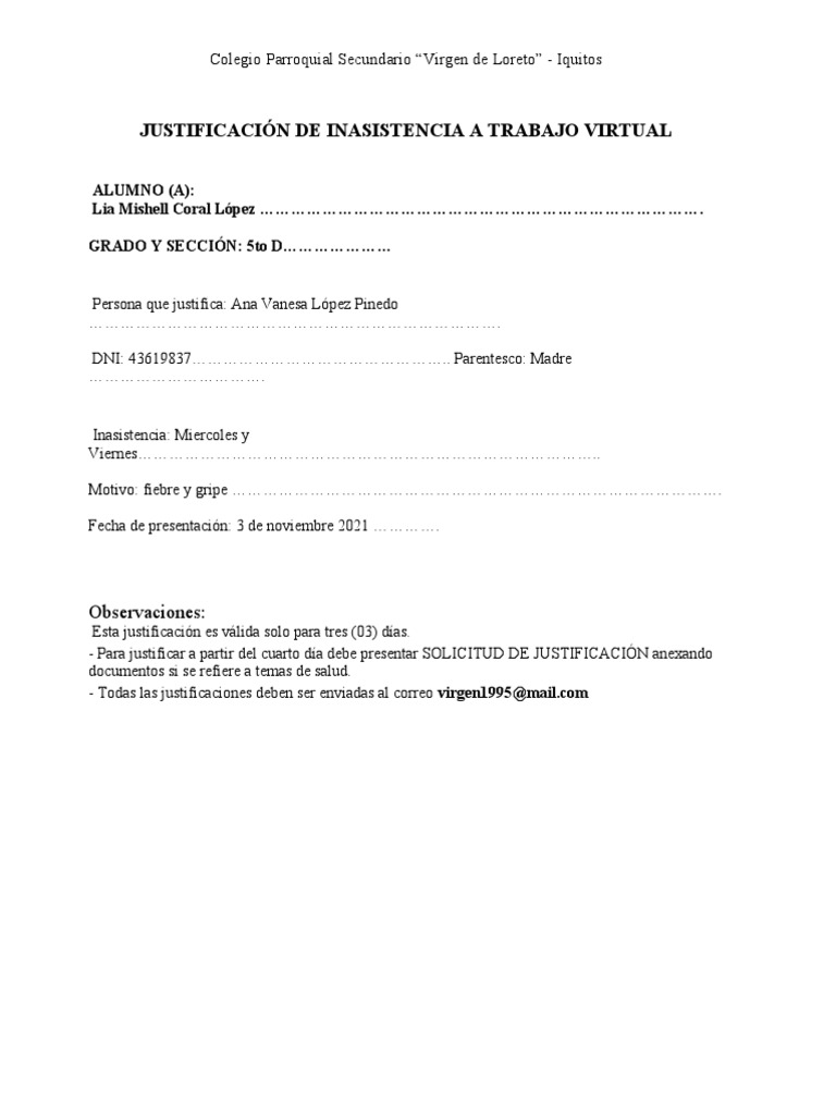 Formato de Justificacion-2 | PDF