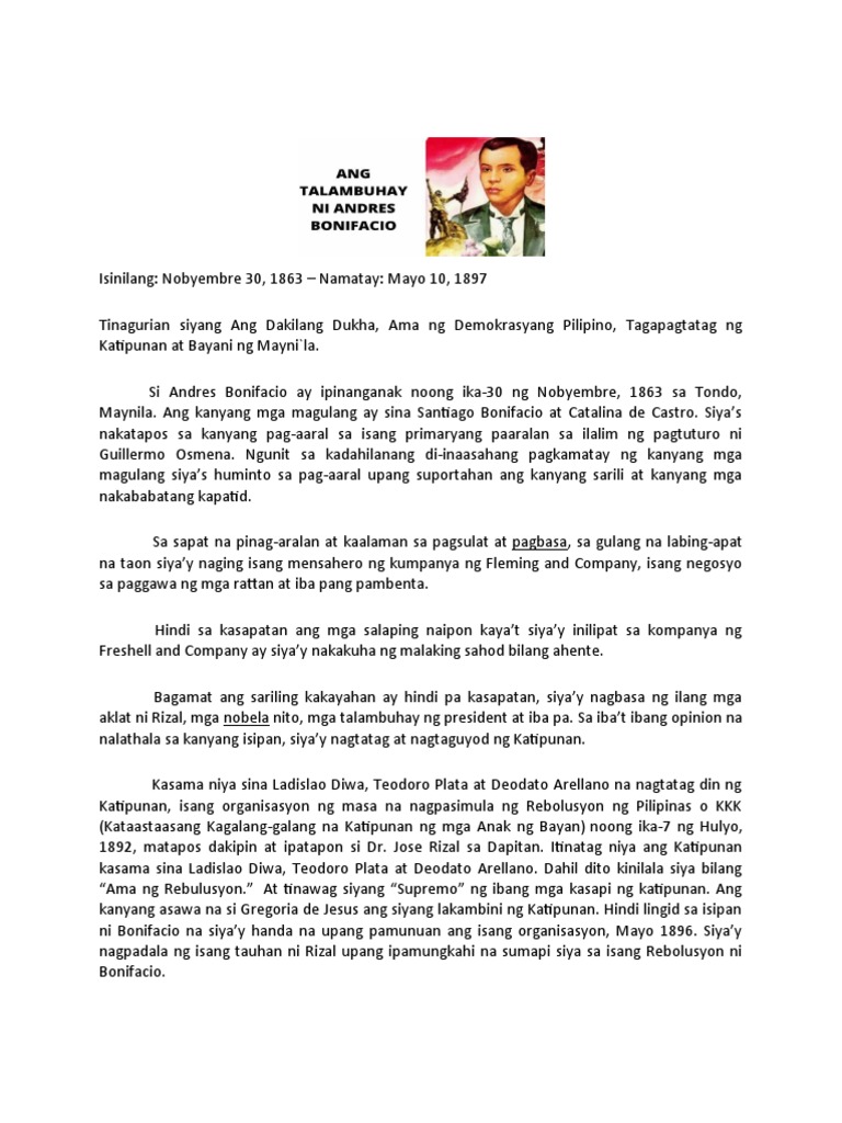 Talambuhay Ni Andres Bonifacio | PDF