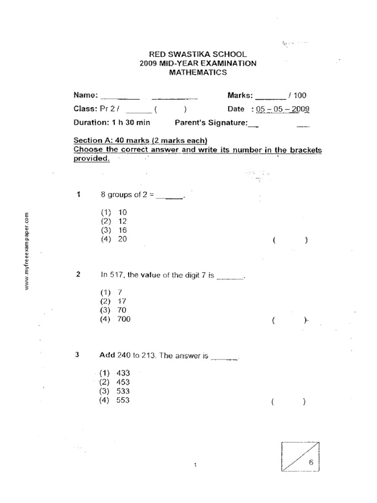 09 P2 RedS Maths Sa1 | PDF