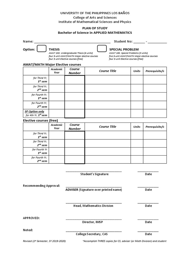 BS AMAT Plan of Study | PDF | Mathematics | Differential Equations