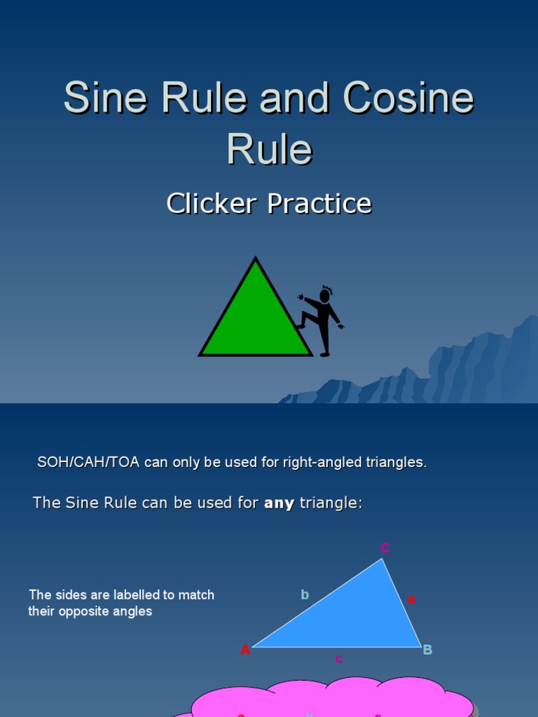 Sine Rule and Cosine Rule Clicker Practice | PDF | Triangle | Angle