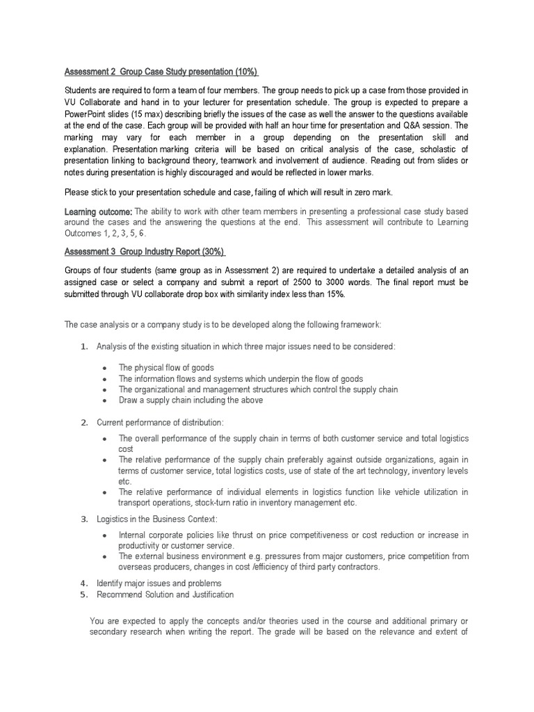 Assessment 2 Group Case Study Presentation | PDF | Supply Chain | Inventory