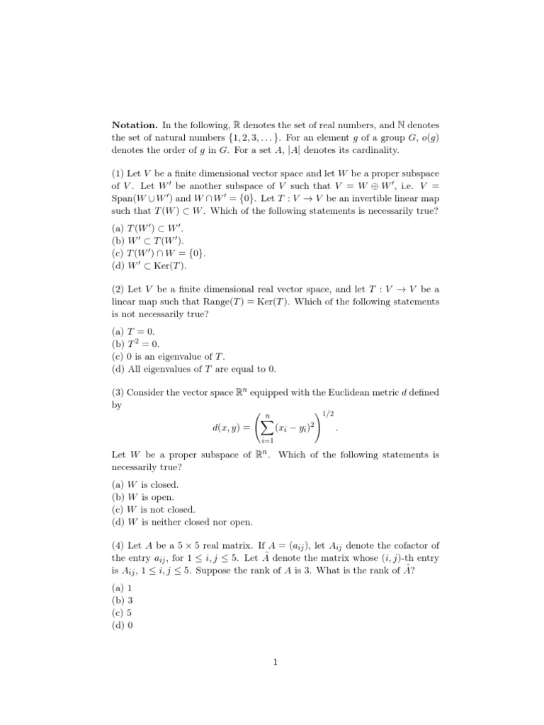MMath PMA 2020 | PDF | Linear Map | Linear Subspace
