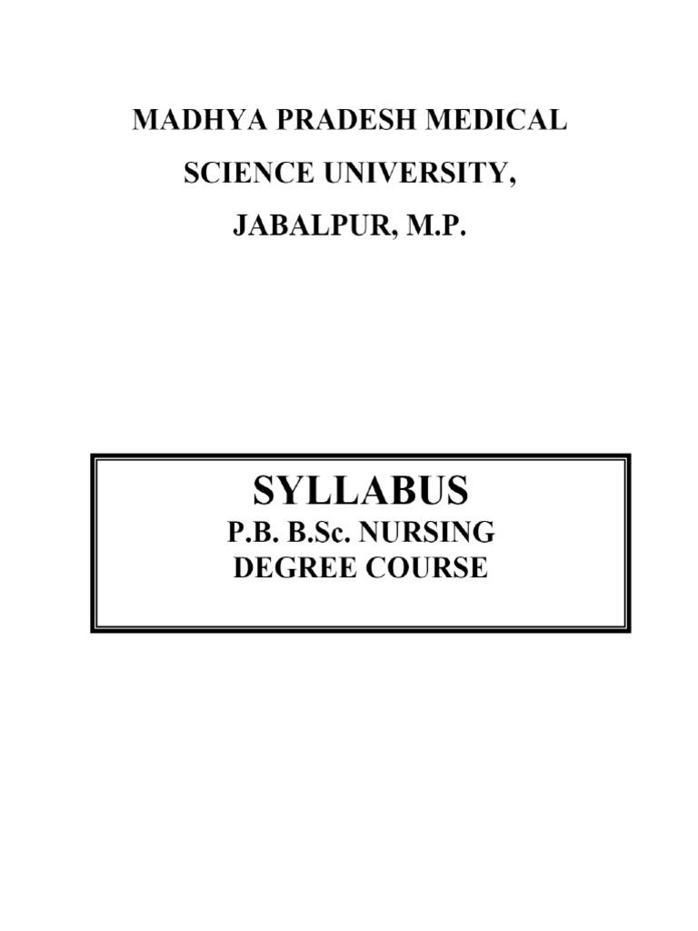 P.B. B.Sc. NURSING Syllabus - Mpmsu | PDF