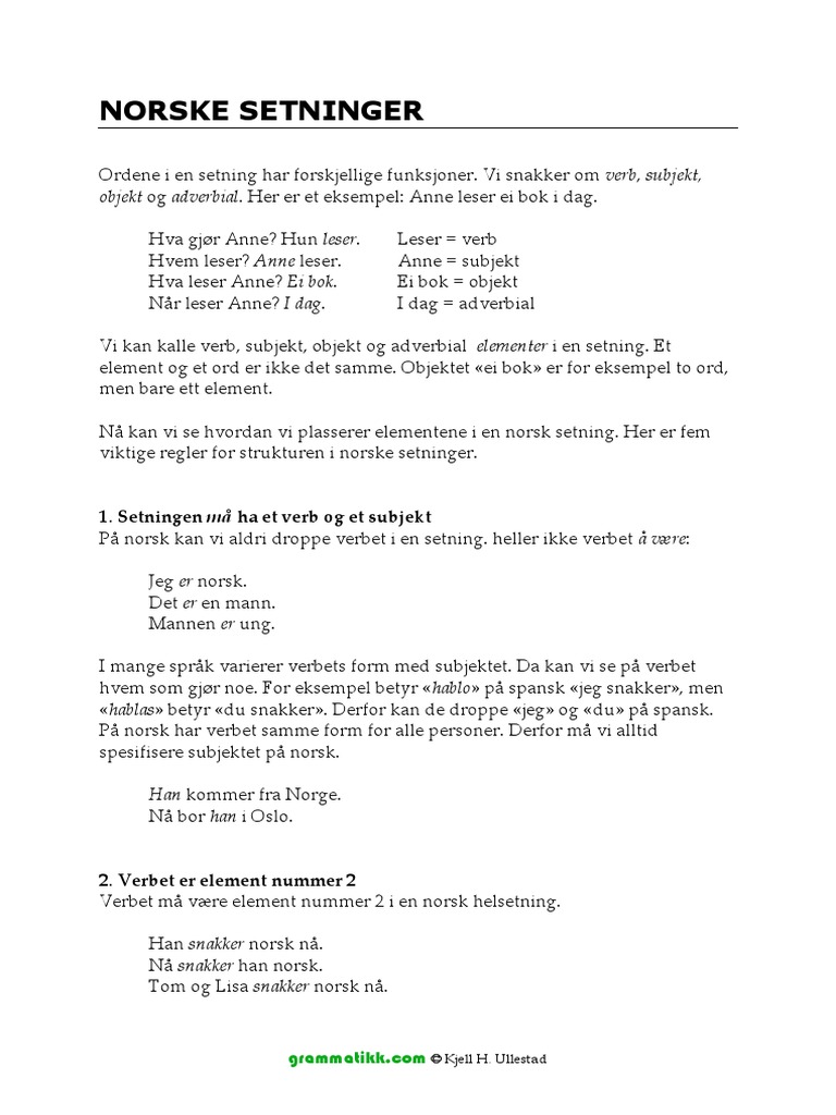 Setninger | PDF
