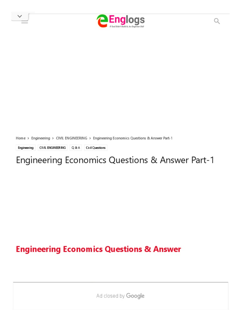 Engineering Economics Questions & Answer Part-1 Engineering and QA - QC Tips & Questions Answers ...