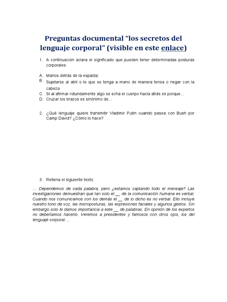 Tarea Documental Los Secretos Del Lenguaje No Verbal | PDF