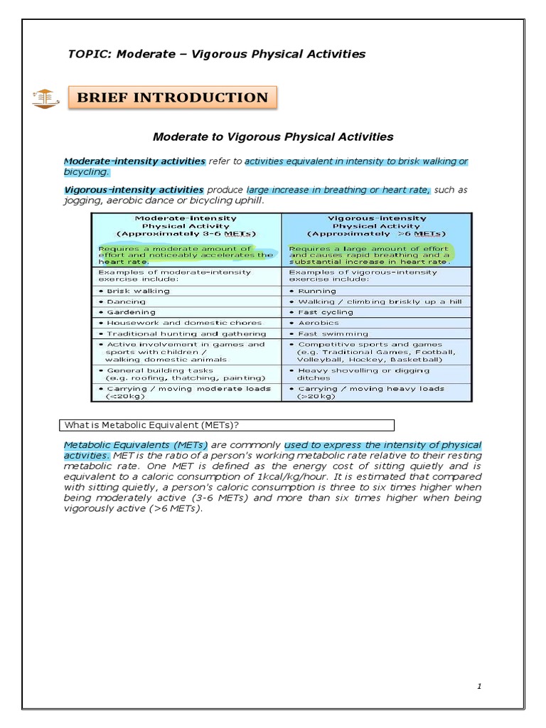 3 Moderate To Vigorous Activities | PDF | Physical Fitness | Physical Exercise