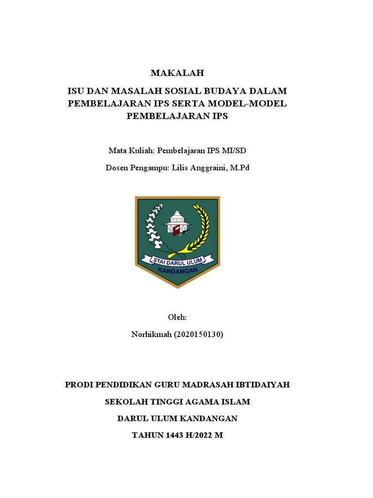 Makalah Isu Dan Masalah Sosial Budaya Dalam Pembelajaran Ips Pdf 