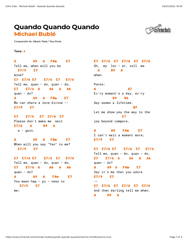 Michael Bublé - Quando Quando Quando | PDF