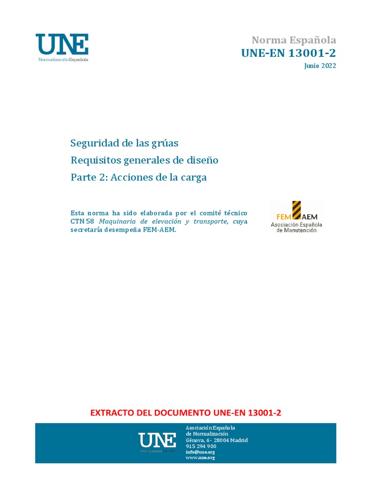 Une en - 13001 2 2022 | PDF | Grúa (máquina) | Elasticidad (Física)