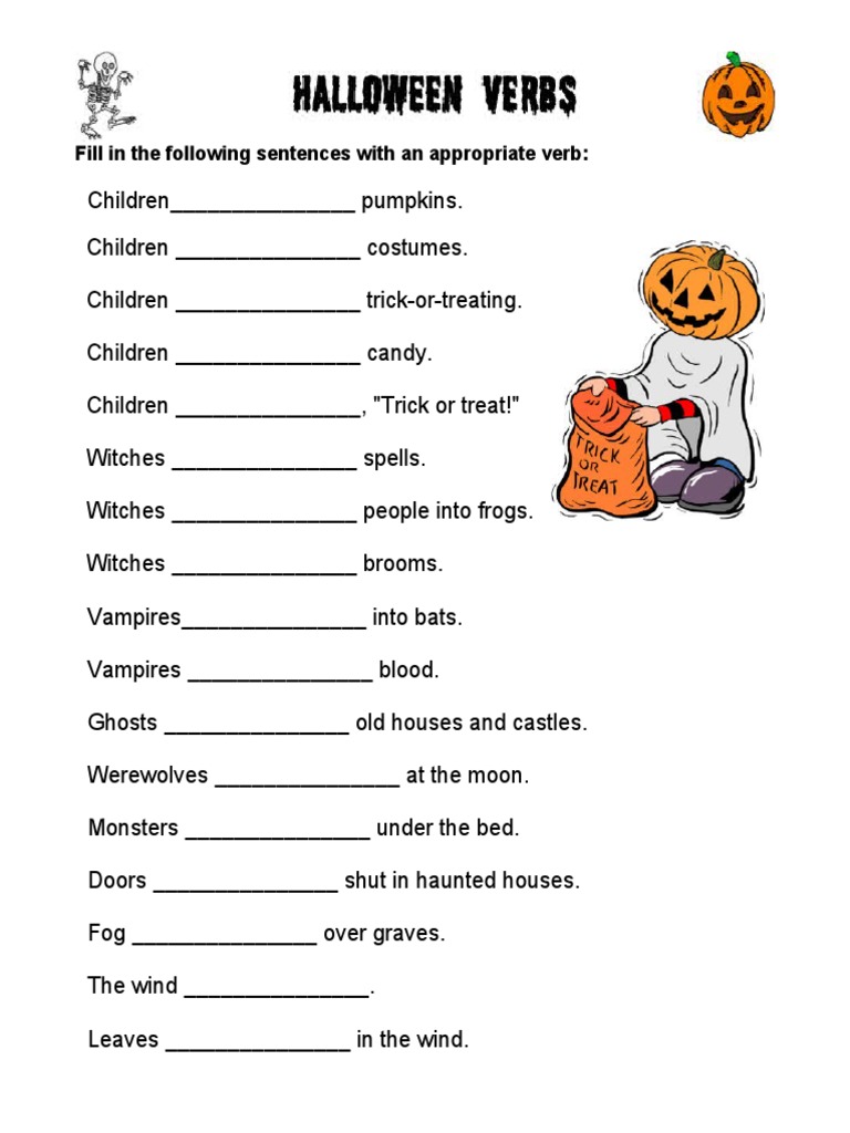 Halloween Verbs | PDF | Foreign Language Studies | Self-Improvement