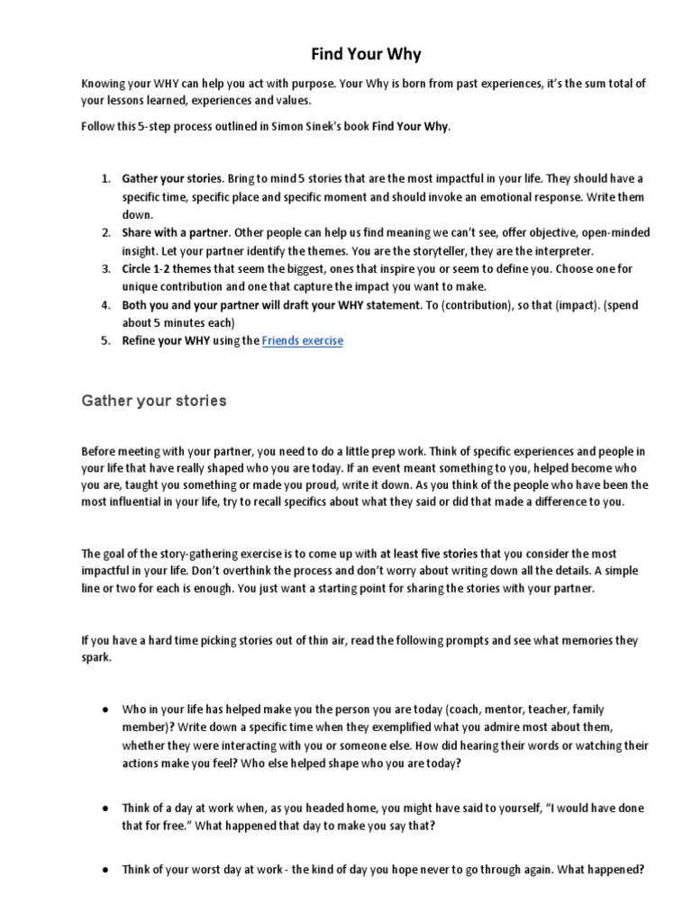 Find Your Why - Worksheets | PDF