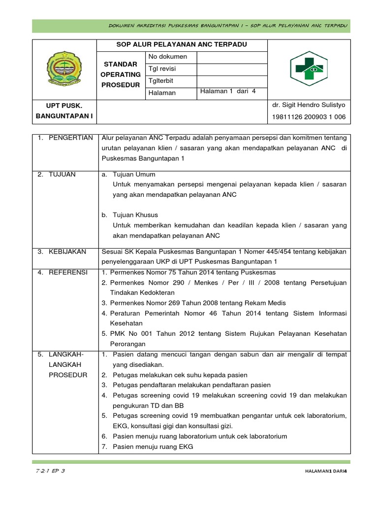 Sop Alur Pelayanan Anc Terpadu | PDF | Kesehatan Holistik | Sains ...