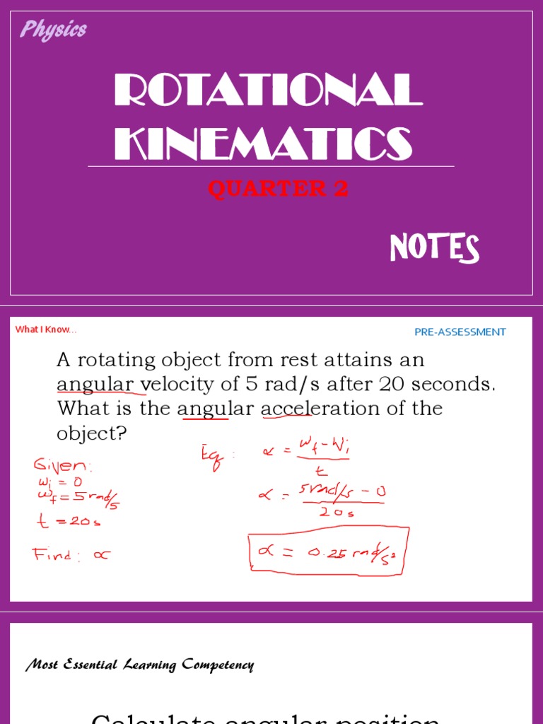 Rotational Kinematics in Physics | PDF | Velocity | Acceleration