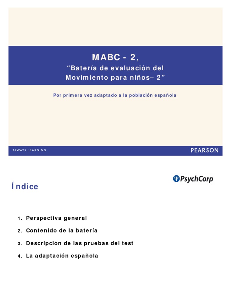 MABC-2: Evaluación Motriz Infantil en España | PDF | Conceptos psicologicos | Ciencias del ...