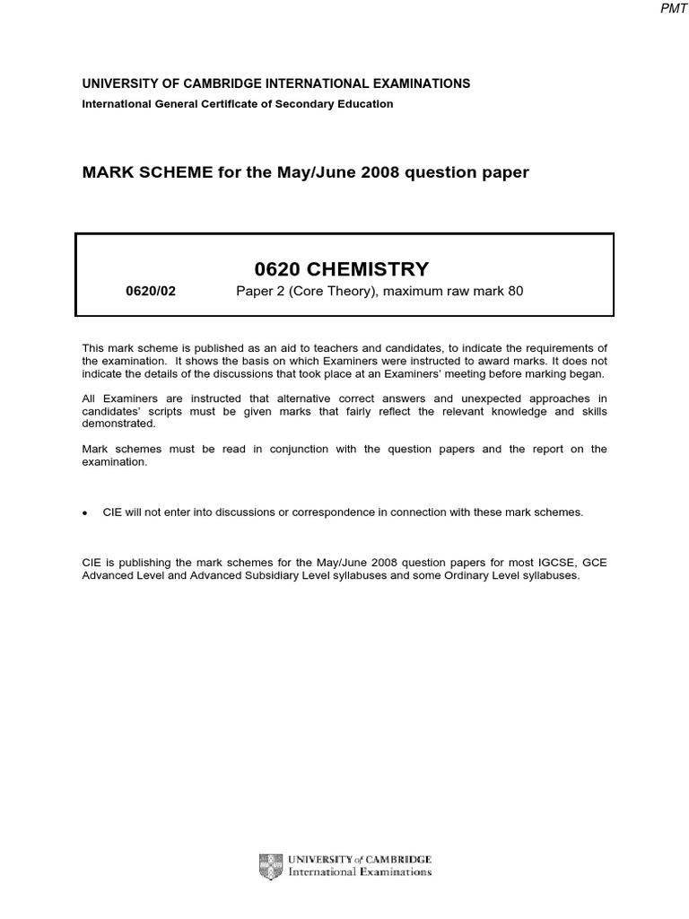 June 2008 MS - Paper 2 CIE Chemistry IGCSE | PDF | Water | Filtration